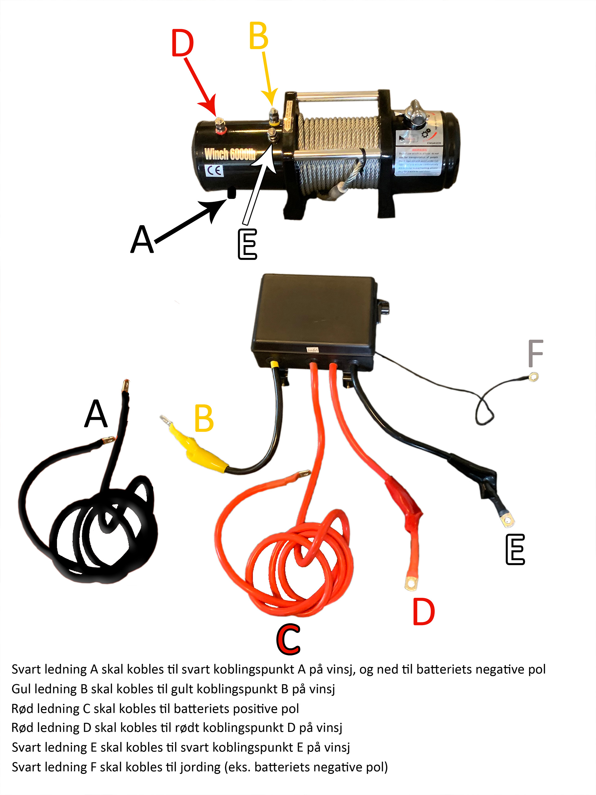 Elektrisk vinsj 2700 kg 20 meter wire - Wee.no